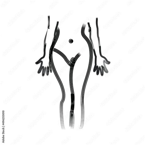 Front View Of Female Body Sketch With Minimalistic Lines Vector Illustration Stock Vector
