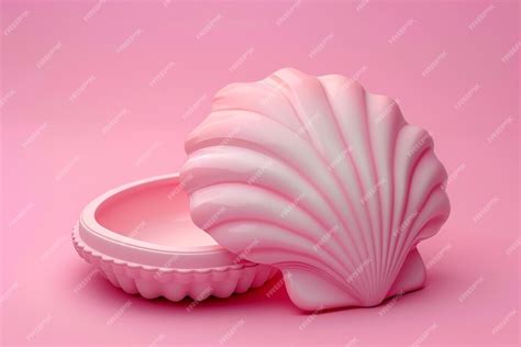 Cute Pink Seashell With Lid Premium Ai Generated Image