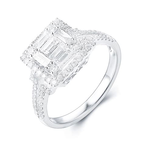 Square Shape Diamond Cluster Engagement Ring Temple Grace NZ