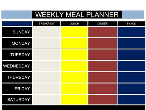 Best 10 Weekly Meal Plan Templates Excel Word Template
