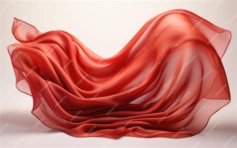 Premium Ai Image Red Dynamic Cloth Silk Scarf Movement Floating
