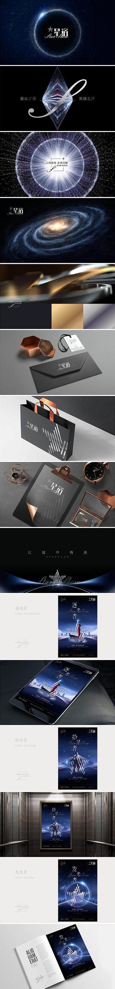 南门网 提案 提报 VI 房地产 logo设计 样机 物料 星空 炫酷 品质 手提袋 信封 460004