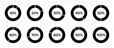 Icon Set Of Circle Percentage Diagram Progress Or Loading Circle