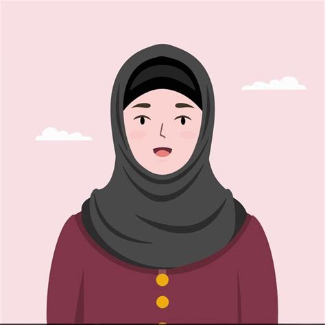 La Chica Hijab Es Un Vector Plano Vector Premium