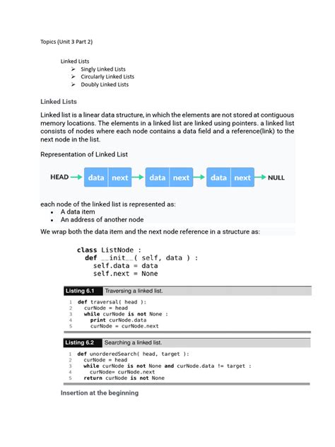 Unit 3 Part 2 Linked Lists Pdf