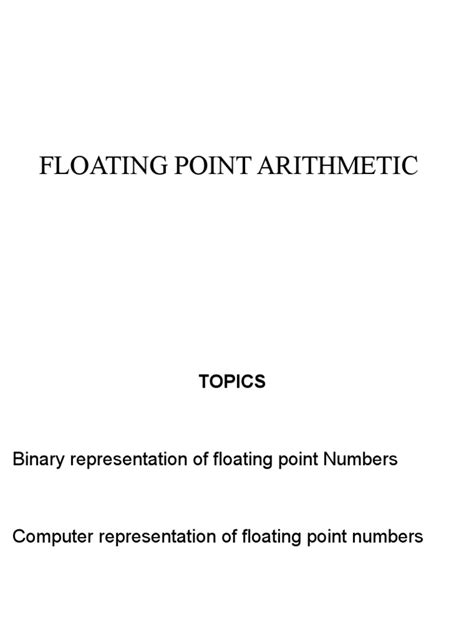 Floating Point Representation Pdf Decimal Mathematics
