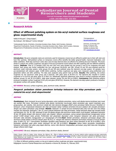 Pdf Effect Of Different Polishing System On Bis Acryl Material Surface Roughness And Gloss