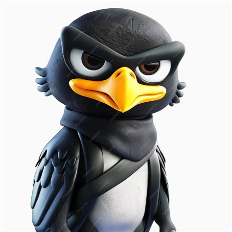 Premium Photo Cute Eagle Ninja Cartoon Isolated On White Background