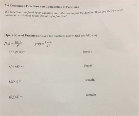 Solved 2 6 Combining Functions And Composition Of Functions Chegg Com