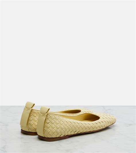 Charlotte Intrecciato Leather Ballet Flats In Yellow Bottega Veneta Mytheresa