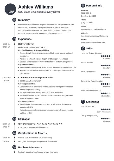 Delivery Driver Resume Sample Objective Skills Duties Artofit