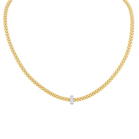 Fope 18ct Yellow Gold Flexit Prima Diamond Necklace 74508cx Bb G Xbx