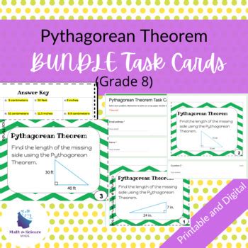 Pythagorean Theorem BUNDLE Task Cards By Math And Science Minds TpT