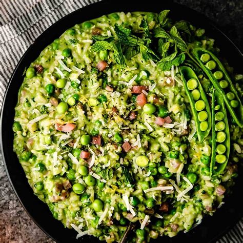 Sweet Pea Risotto With Prosciutto And Parmesan Cheese
