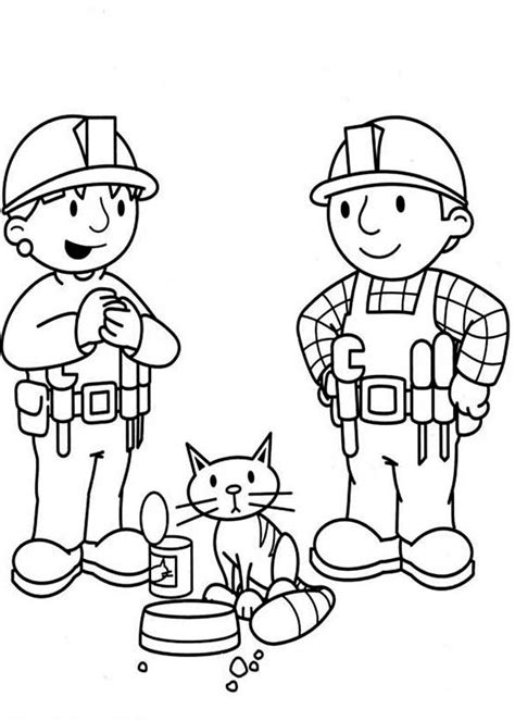 Bob The Builder And Wendy Feeing Their Cat Coloring Page Artofit