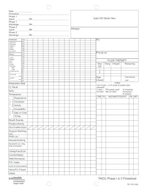 Pacu Phase I Amp Ii Flowsheet Bmhcnetbbnetb Fill And Sign Printable