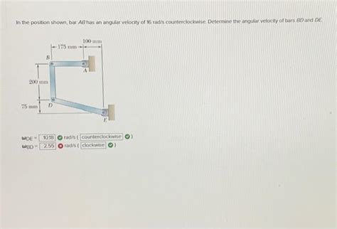 Solved In The Position Shown Bar Ab Has An Angular Velocity