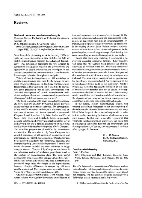 Pdf Review Of Otolith Microstructure Examination And Analysis By D