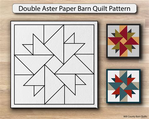 Double Aster Paper Printed Barn Quilt Pattern Sizes Etsy Worksheets Library