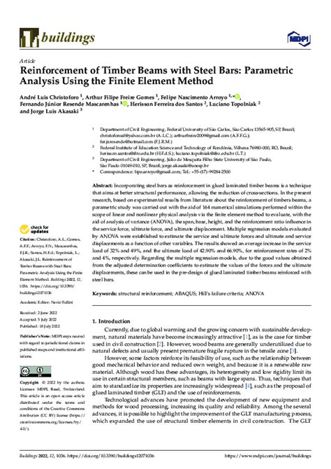 Pdf Reinforcement Of Timber Beams With Steel Bars Parametric