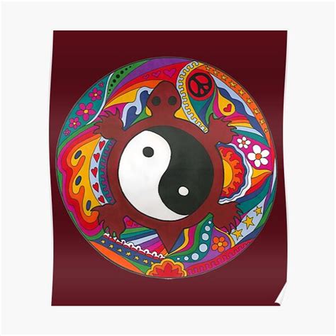 Psychedelic Turtle Yin Yang Premium Matte Vertical Poster Sold By Irene
