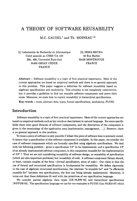 Pdf A Theory Of Software Reusability