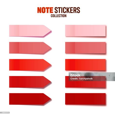 사실적인 빨간색 스티커 노트 컬렉션 화살표 플래그 탭입니다 메모 스티커를 게시합니다 다채로운 끈적 끈적한 종이 시트 벡터 일러스트레이션 0명에 대한 스톡 벡터 아트 및 기타