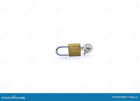 Key Inside Padlock On White Background Stock Photo Image Of Metal Privacy 263478030
