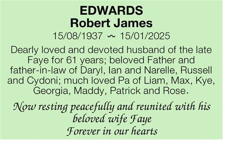 Edwards Robert James Tributes The Courier The Courier Ballarat Vic