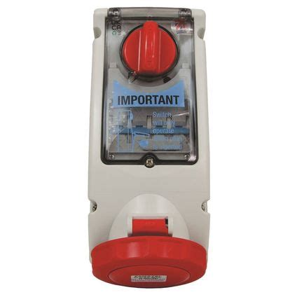 A Switched Interlocked Socket With RCBO V P N E Red IP