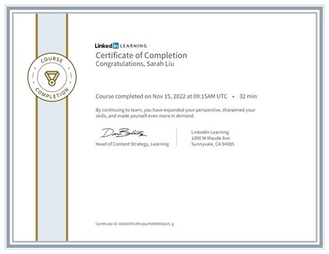 Sarah Liu On Linkedin Certificate Of Completion