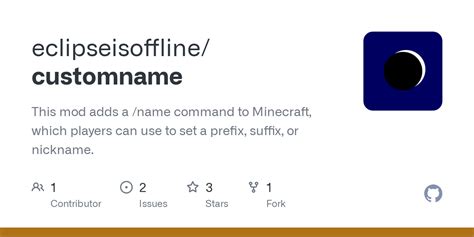 GitHub Eclipseisoffline Customname This Mod Adds A Name Command To Minecraft Which Players
