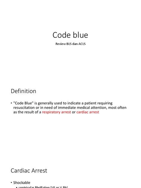 Code Blue Review Bls Dan Acls Pdf Cardiology Medical Emergencies