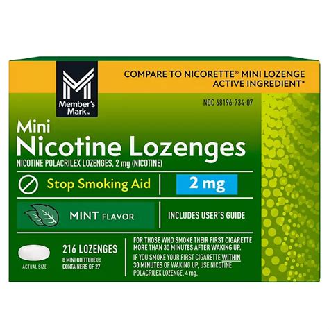 Members Mark Nicotine 2mg Mint Mini Lozenge 216 Ct Health Supply 770
