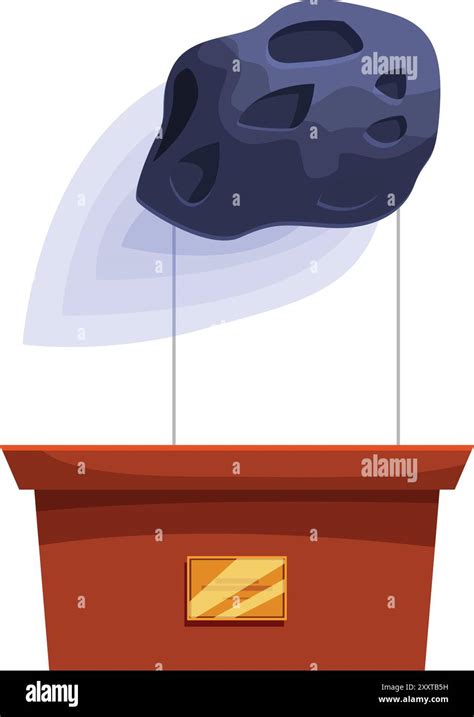 Large Asteroid Is Floating Over A Museum Platform Suggesting An Exhibit Of Space Rocks Stock