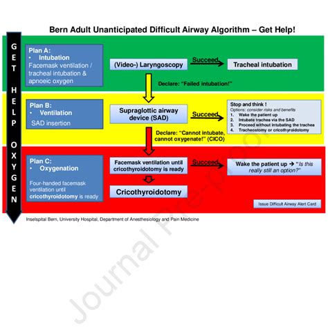 Local Colour Coded Adult Unanticipated Difficult Airway Algorithm 482