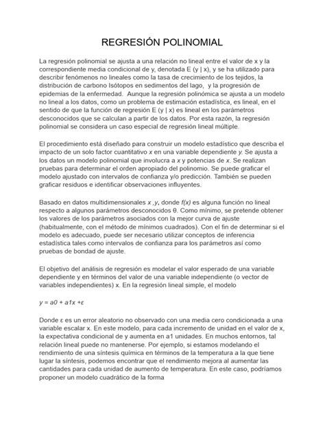 Regresión Polinomial Pdf Análisis De Regresión Análisis Estadístico