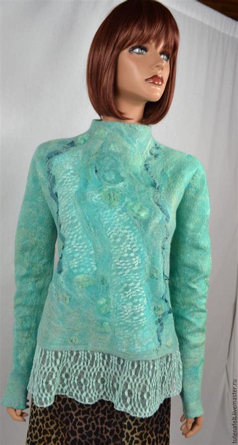 Валяный пуловер свитер кофта джемпер Мятный в интернет магазине на Ярмарке Мастеров