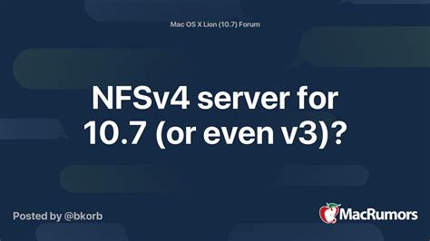 Nfsv4 Server For 107 Or Even V3 Macrumors Forums