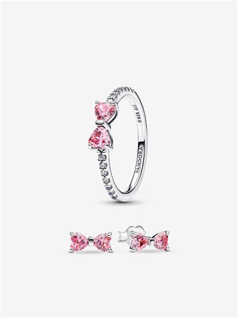 Sparkling Pink Bow Ring Set Sterling Silver Pandora Us