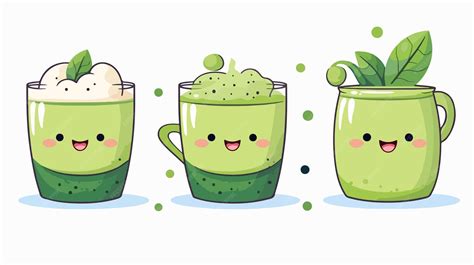 Matcha Cartoon Vector Illustration With Free Space For Text Wallpaper