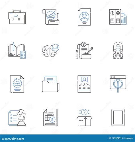 Corporate Paperwork Line Icons Collection Documentation Records Forms Contracts Agreements