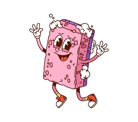 Groovy Sponge Cartoon Cleaning Washing Character 53740038 Vector Art