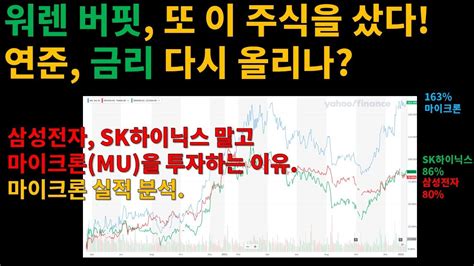 워렌 버핏 또 이 주식을 샀다 연준 금리 다시 올리나 마이크론 실적 분석 Youtube