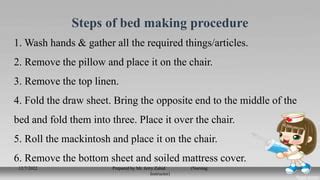 Bed Making Procedure Of Different Bedspptx