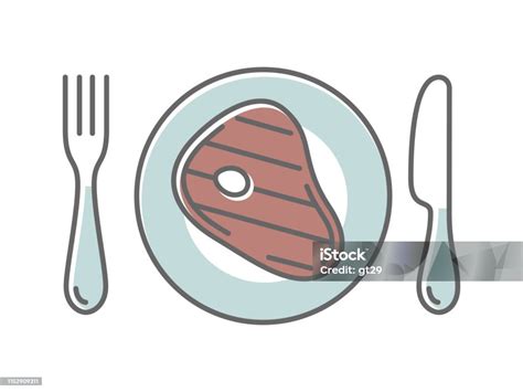 얇게 구운 소고기 스테이크를 얇은 스타일로 접시 모양으로 고기에 대한 스톡 벡터 아트 및 기타 이미지 고기 구이 굽기 Istock