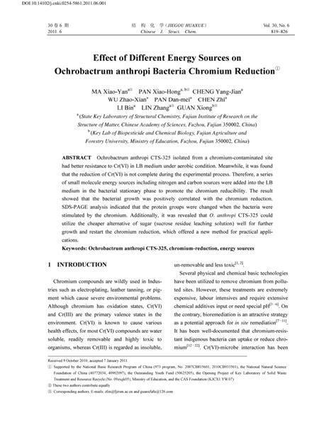 Pdf Effect Of Different Energy Sources On Ochrobactrum Anthropi Bacteria Chromium Reduction