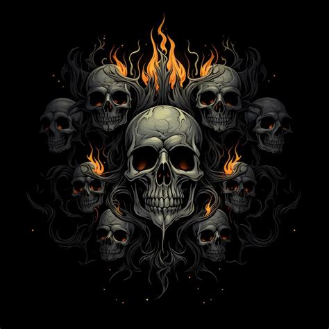Premium Ai Image Skull And Skulls Tattoo Design Dark Art Illustration