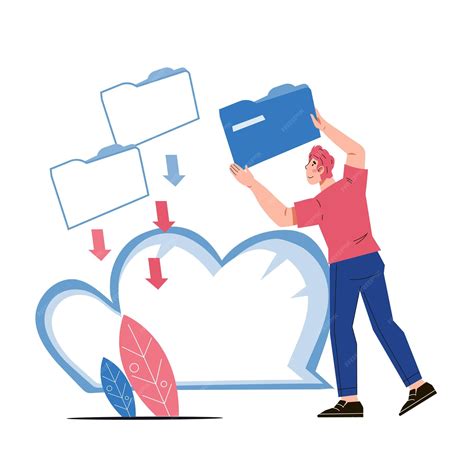 온라인 클라우드 저장소에 파일 다운로드 파일 전송 및 클라우드 컴퓨팅 프리미엄 벡터