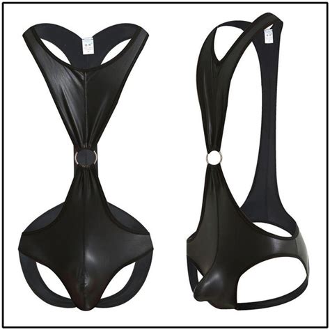 Leather Mens Teddies Bodysuits Sexy Gays Underwear Kinky Erotic